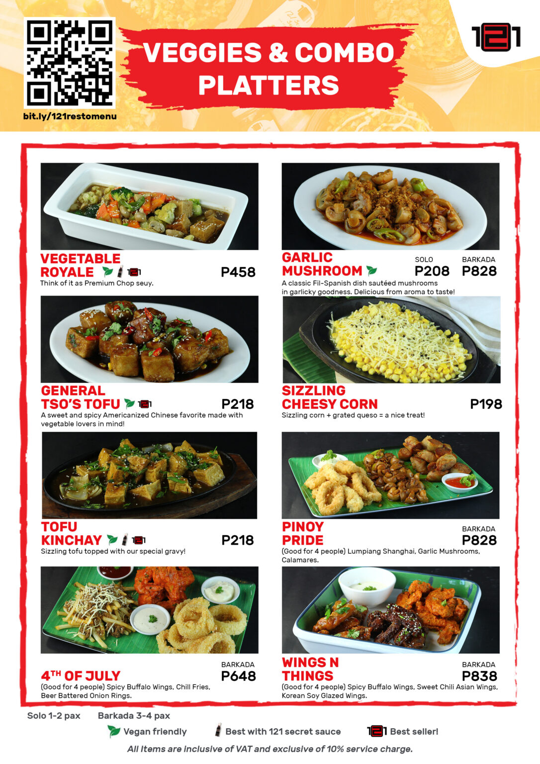 Menu | 121 Restaurant