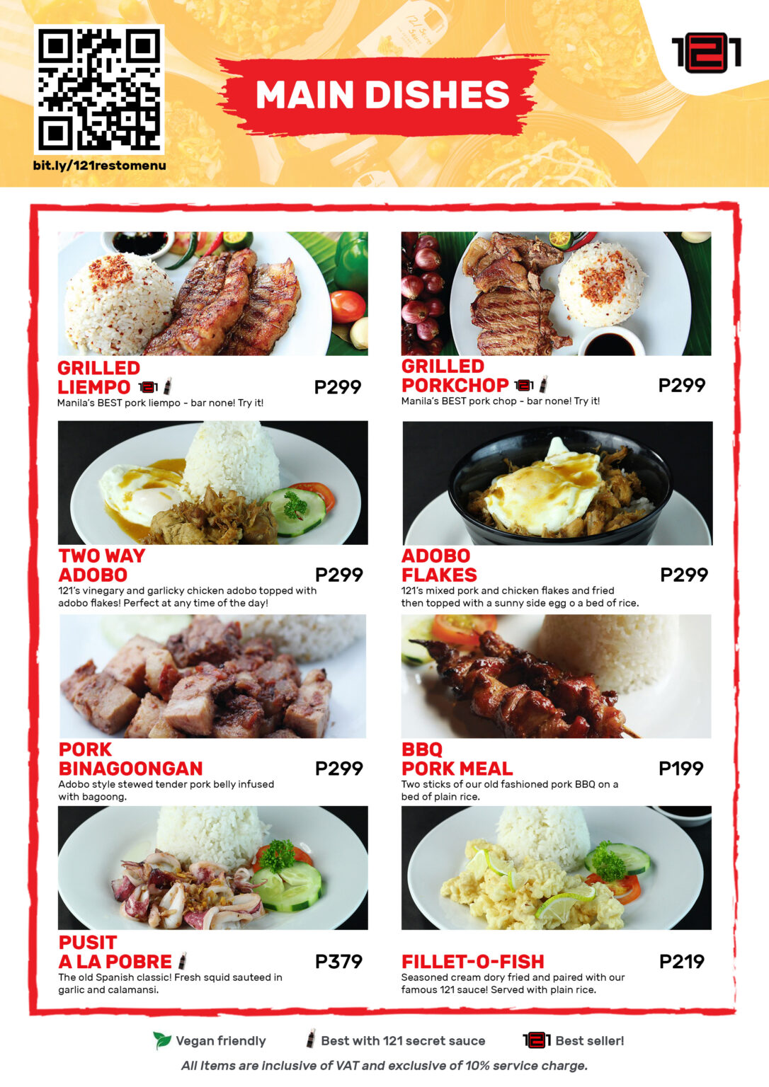 Menu | 121 Restaurant