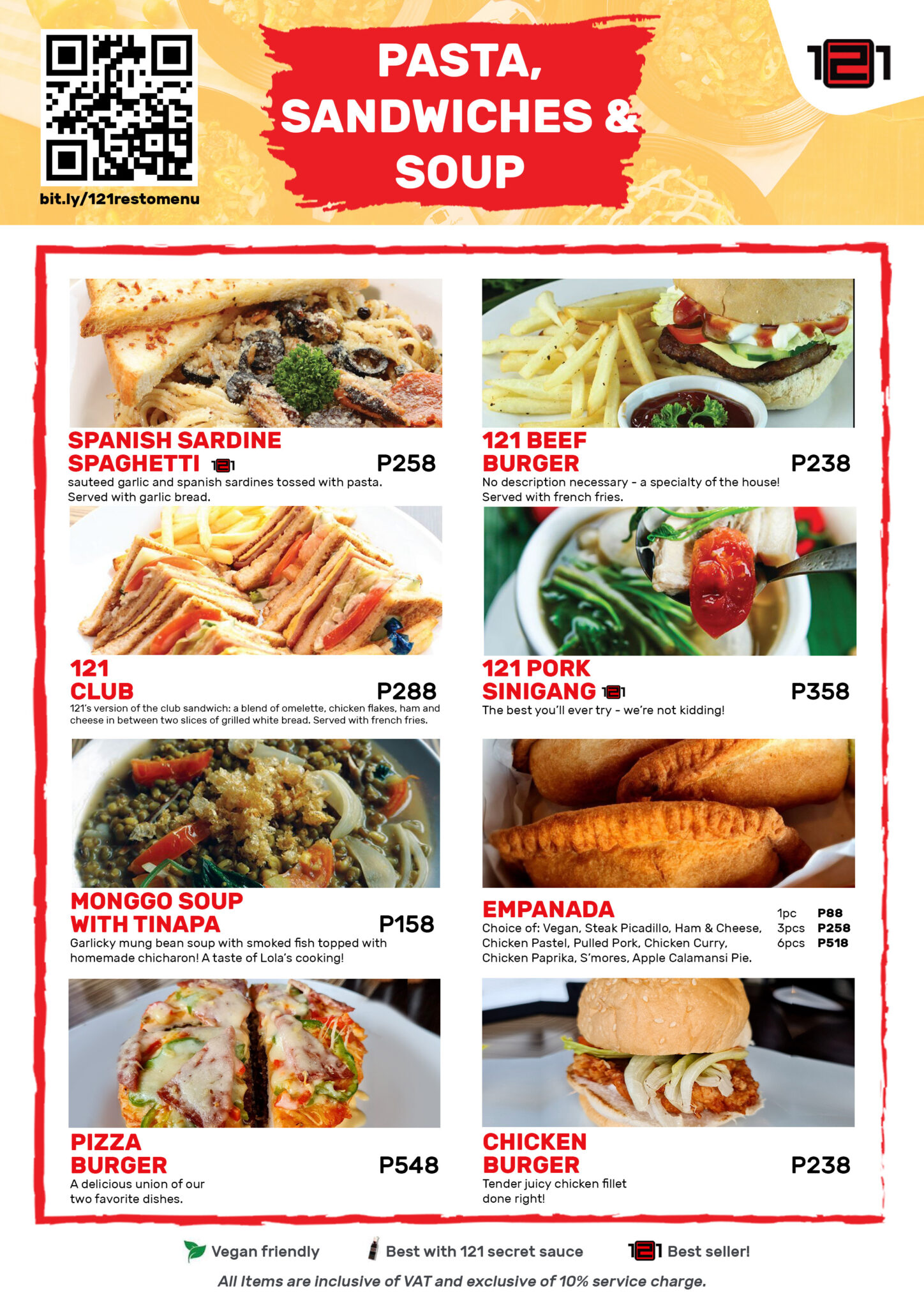 Menu | 121 Restaurant